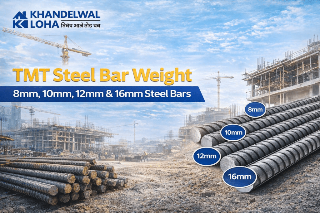 TMT Steel Bar Weight – 8mm, 10mm, 12mm & 16mm steel bars